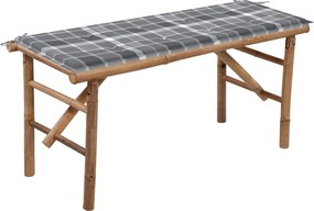 vidaXL Skládací zahradní lavice s poduškou 118 cm bambus [3063859] Barva: Vzor šedá kostka