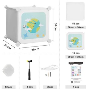 15 kostkový úložný prostor na hračky, organizér na hračky 153x31x153 cm, téma vesmírného cestování