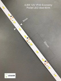 T-LED LED pásek 4,8W/m 12V bez krytí IP20 Economy Barva světla: Teplá bílá 07146