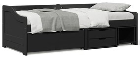 Válenda se 3 zásuvkami bez matrace černé IRUN 90x200 cm