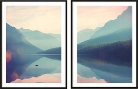 Obraz Plakáty V Rámu 53x73 cm Diptych Sada 2 obrazů Hory Jezero P2078
