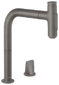 Hansgrohe M71 - Dřezová baterie M7120-H200 s výsuvnou sprškou, 2-otvorová instalace, sBOX, kartáčovaný černý chrom 73818340