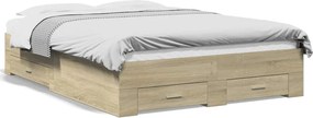 Rám postele se zásuvkami dub sonoma 140x190 cm kompozitní dřevo 3280400