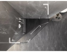 Mexen Lunar, L pětiúhelníkový sprchový kout naklápěcí doleva 100 x 100 cm, 8mm čiré sklo, bílý profil, 831L-100L-100P-20-00-L