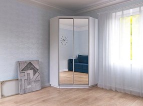 Casarredo - Komfort nábytek Rohová šatní skříň CORA 110/220 bílá/zrcadlo