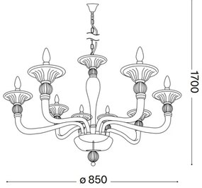 Ideal Lux - Lustr na řetězu DANIELI 8xE14/40W/230V pr. 85 cm mosaz