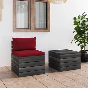 vidaXL 2dílná zahradní sedací souprava z palet + podušky borové dřevo [3061663] Barva polštáře: vínová červená