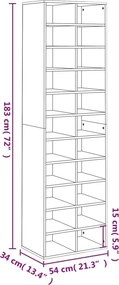 vidaXL Botník 54 x 34 x 183 cm dřevotříska [800373] Barva: bílá s vysokým leskem