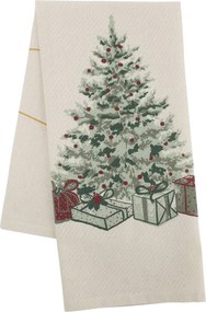 Béžová bavlněná utěrka Aix s vánočním stromkem Chic Antique – 50*70 cm