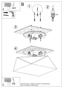 Stropní svítidlo Hexa, 1x šedé plastové stínítko, (bílý plast), (fi 45 cm)