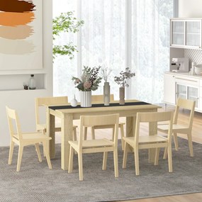 Jídelní stůl HOMCOM pro 6 osob, severský styl v přírodním dřevě a černé barvě, 140D x 90Š x 75V cm