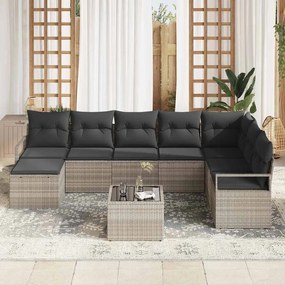 Set pohovek 8 ks Světle šedá polyratan 3346482