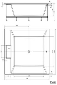POLYSAN CAME čtvercová vana s konstrukcí 175x175x50cm, bílá, 23611