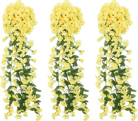 vidaXL Umělé květinové girlandy 3 ks 85 cm [359049] Barva: Žlutá