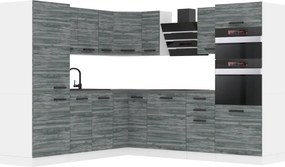 Kuchyňská linka Belini Premium Full Version 480 cm šedá antracit Glamour Wood s pracovní deskou STACY  TOR STACY/0/WT/GW/B/B1