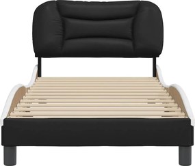 Rám postele bez matrace Hvar černý a bílý 90 x 200 cm umělá kůže 3207979