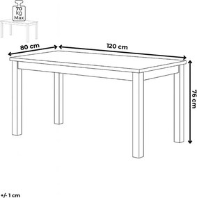 Jídelní stůl 120x80x76 cm, vysoký lesk – deska pro čtyři osoby bílá