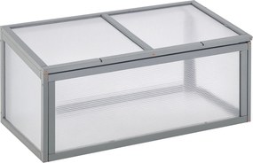Outsunny skleník s krytem, odolný proti povětrnostním vlivům, ze dřeva a polykarbonátu, šedý, 90x46x40cm| Aosom