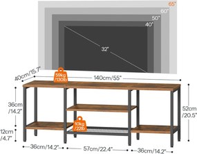 TV stolek Vasagle Werry 140 cm černý/hnědý