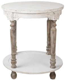 Bílo hnědý kulatý odkládací stolek Raul - Ø 60*68 cm
