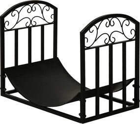 Krbový stojan na dřevo Outsunny s kapacitou 60 kg - Úložný stojan na dřevo - Krbový nástroj - Kovový černý 60,5 x 36 x 46,5 cm