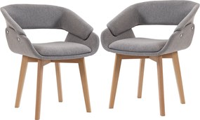HOMCOM sada 2 ergonomických jídelních židlí světle šedá