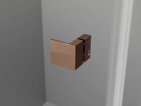 Mexen Lunar L, výklopné levé sprchové dveře 125 cm, 8mm čiré sklo, růžové zlato profil, 834L-125-000-60-00-L