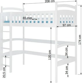 Patrová postel mezzanine s matrací MIAGO 200x90