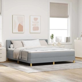Postel s boxspringem s čelo Světle šedá 200 x 180 cm textil 3341370