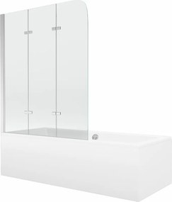 Mexen Cube Obdélníková vana 170 x 80 cm s obkladem a 3-křídlou zástěnou 120 cm, transparentní, chrom