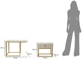 Sada konferenčních stolků Odele 70 cm krémová / zlatá