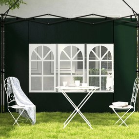Outsunny Boční Zdi pro Altán 3x3 m a 3x6 m - Sada 2 Stěn s Okny 293x193 cm Tmavě Zelená