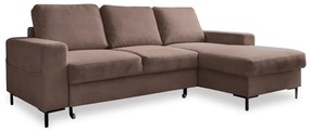 Hnědá manšestrová rozkládací rohová pohovka (pravý roh) Lofty Lilly – Miuform