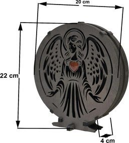 Li-Go "Anděl s karneolovým srdcem" dřevěná lampa s dvojitým podsvícením 20x22 cm černá s patinou