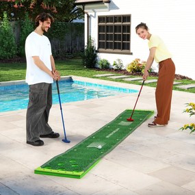 Costway 332 cm golfová podložka s 2 nastavitelnými holemi a 6 míčky golfová