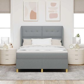 Postel s boxspringem s čelo Světle šedá 190 x 140 cm textil 3340746