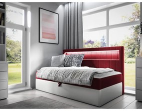 Kontinentální jednolůžková postel Junior Ribezo 2, Rozměr postele: 90x200, Barva:: ekokoža Soft 017 (biała) + Fresh 08