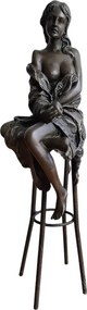 Bronzová socha sedící ženy – signovaná Pierre Colinet – elegantní akt, umělecká figurka