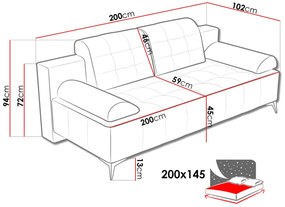 Rozkládací dvoumístná pohovka VREDEN - tmavá šedá