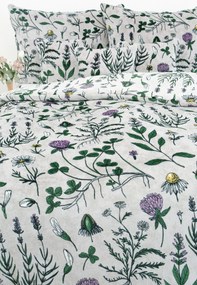 MK Lůžkoviny Prodloužené mikroplyšové povlečení Exclusive - Herbář světle šedý 140 × 220 cm, 70 x 90 cm