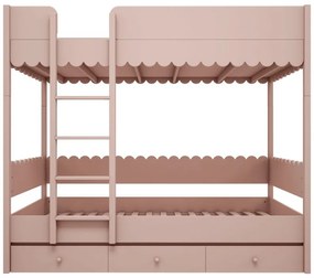 Dětská patrová postel BABUSHKA se žebříkem vlevo 90x200 cm Zvolte barvu: Korálová