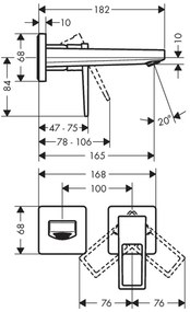 Hansgrohe Metropol, páková umyvadlová baterie pod omítku, 2-otvorová instalace, chromová, 74525000