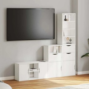 4 kusů TV skříněk s úložným prostorem bílá Borovicový masiv 3365373