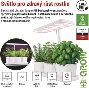 EMOS Bílá LED pěstební lampička 7W stmívatelná Z7904