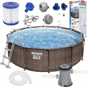 Bazén Power Steel Rattan - 366 x 100 cm, kartušová filtrace | Bestway
