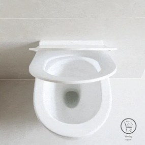 Erga Erga, závěsný set pod omítku Laveo Akan + závěsná WC mísa Lily+ s toaletním sedadlem z duroplastu + splachovací tlačítko, bílá lesklá, ERG-SETLAVLILYWHGF