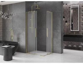 Mexen Velar Duo, sprchový kout s posuvnými dveřmi 100 x 90 cm, 8mm sklo námraza, zlatá lesklá, 871-100-090-32-50