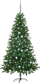 vidaXL Umělý vánoční stromek s LED a sadou koulí 180 cm zelený [3077555] Barva: Bílá
