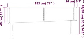 Čelo postele s LED tmavě šedé 183 x 16 x 78/88 cm textil 3123111