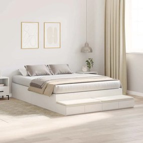 Rám postele s úložným prostorem Bílá 140 cm Kompozitní dřevo 3335637